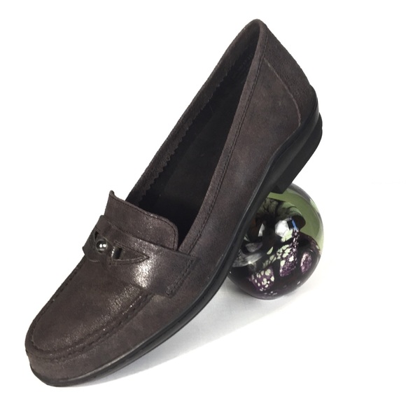 David Tate | Shoes | David Tate Gun Metal Color Suede Loafer Size ...